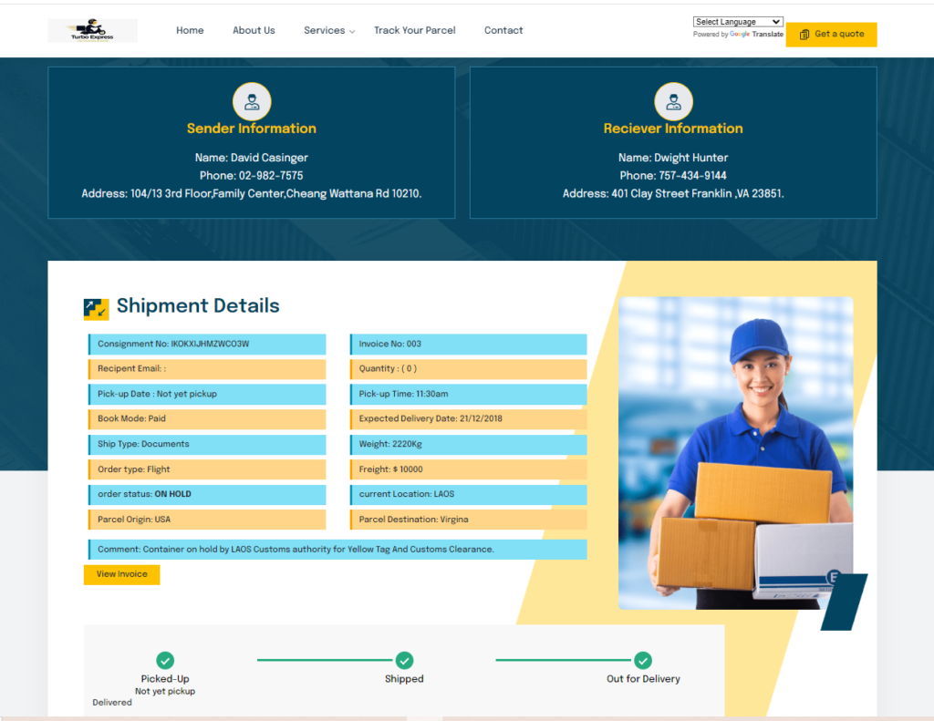 Logistics and courier V.8 script (with Invoice system) - Onihaxy Media Tech